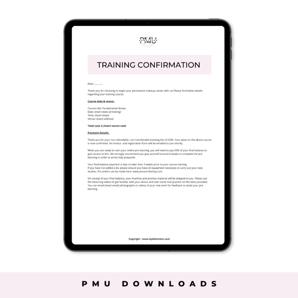 Training Confirmation – The PMU Circle